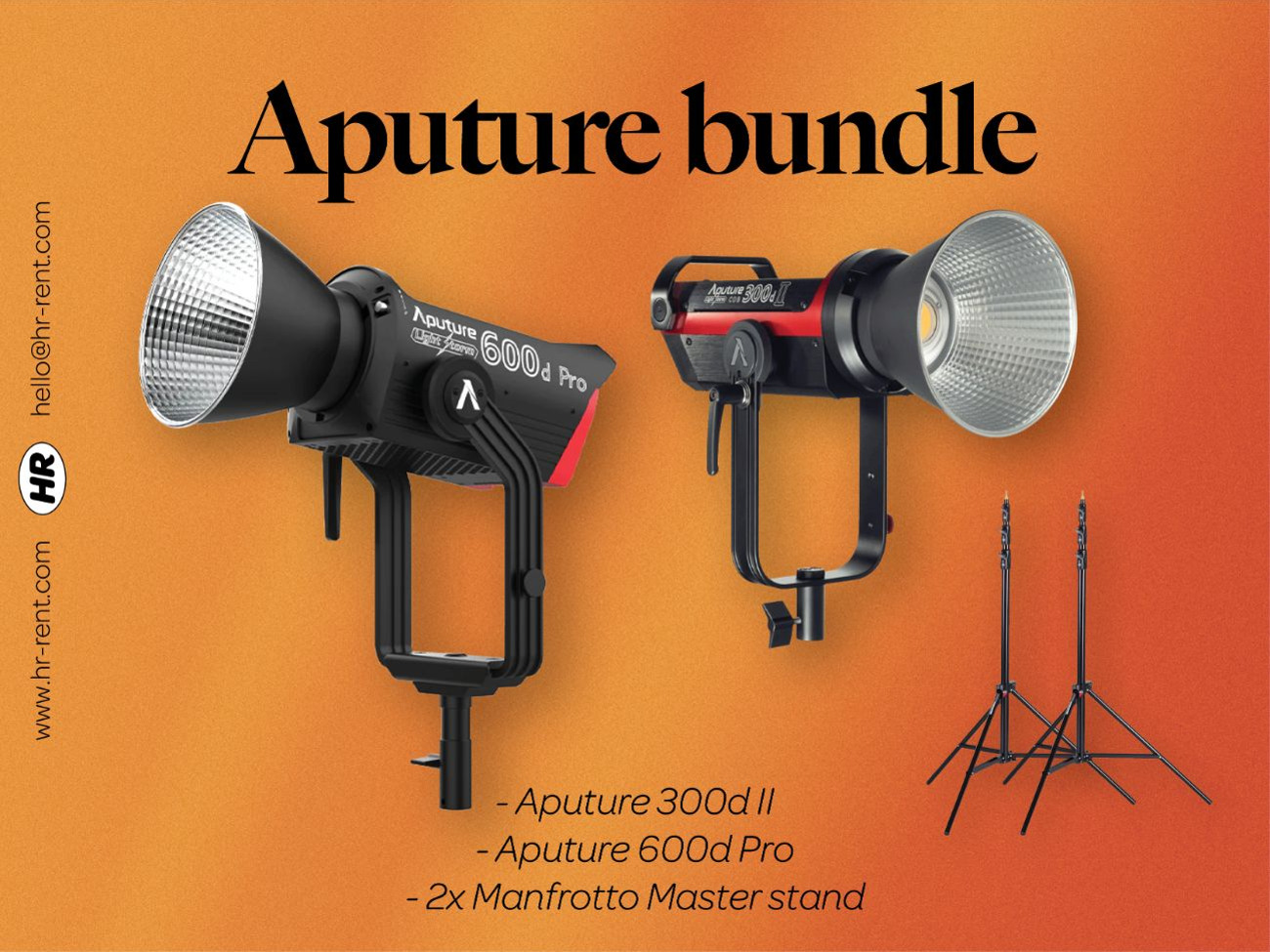 Rent Aputure 600d Pro + Aputure 300d II + stands (LED light continuous ...