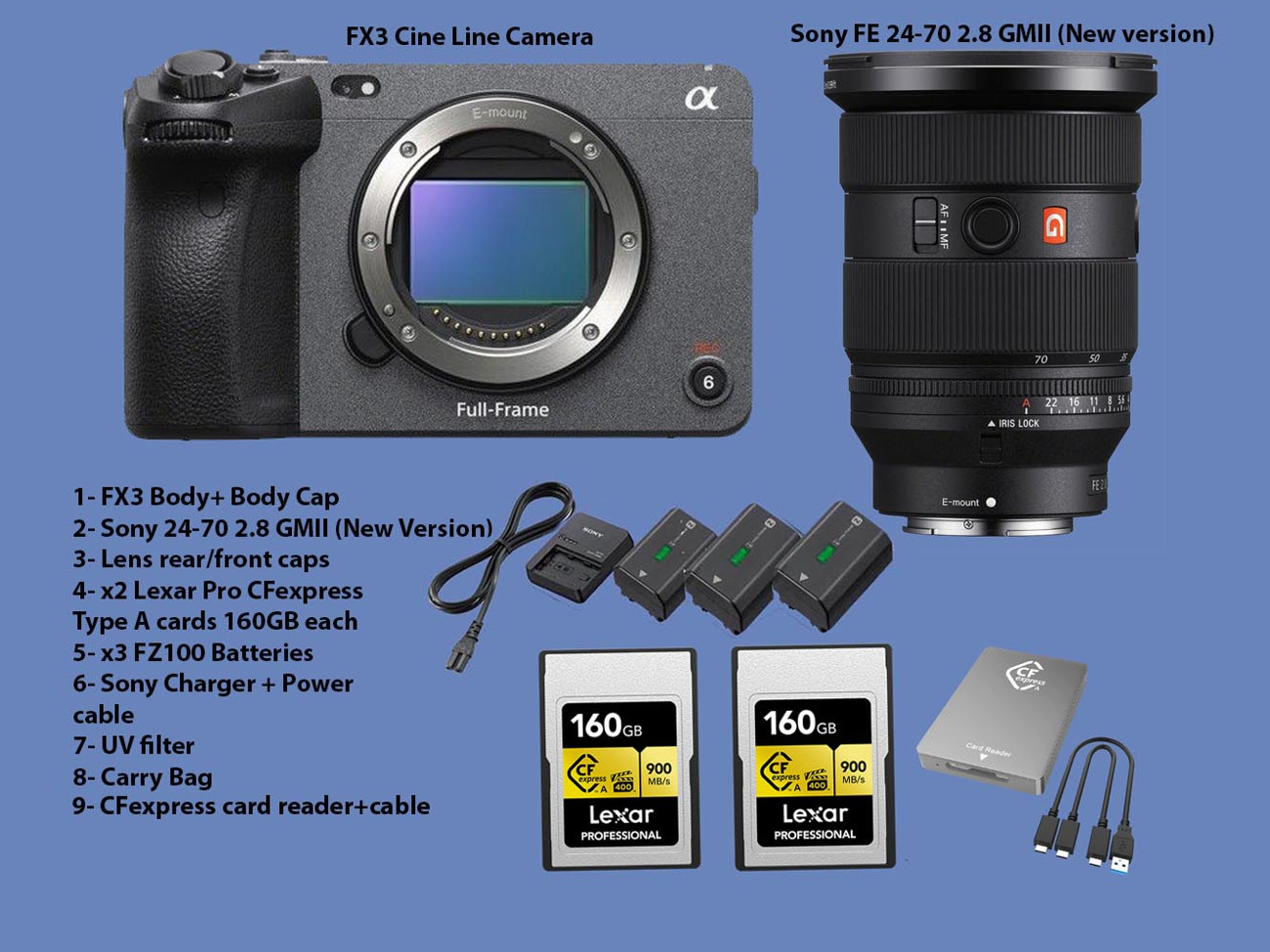 Rent Sony FX 3 Cinema line Camera plus 24-70 2.8 GM II Lens from Shan R ...