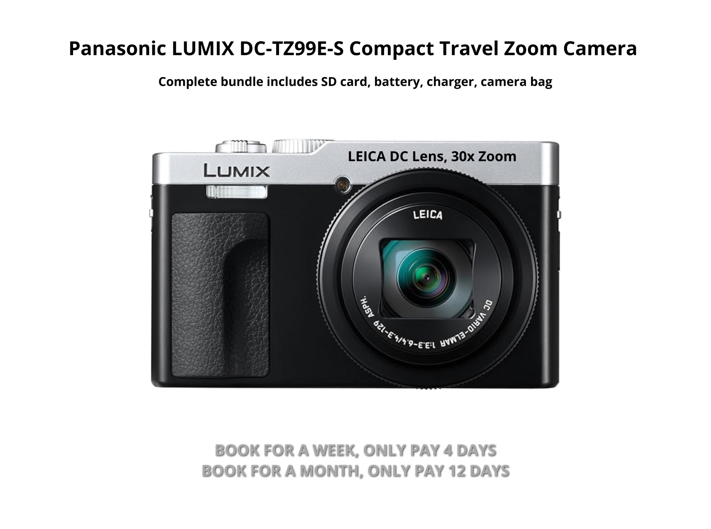 Rent Panasonic Lumix DC TZ99E S from Shutter Speed R, South Middleton ...