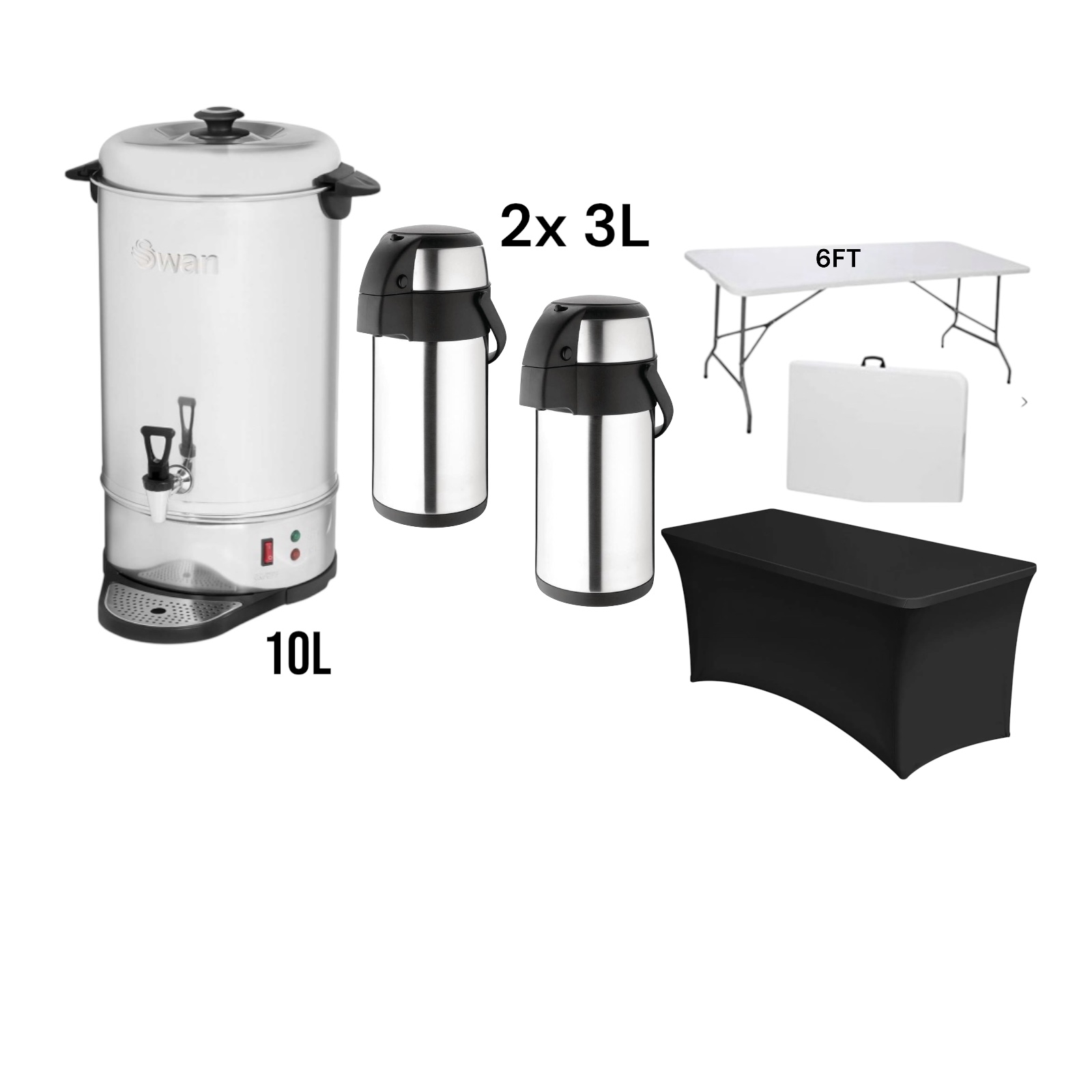 Rent tea coffee, snack table setup station set Tea urn 9l hot water ...