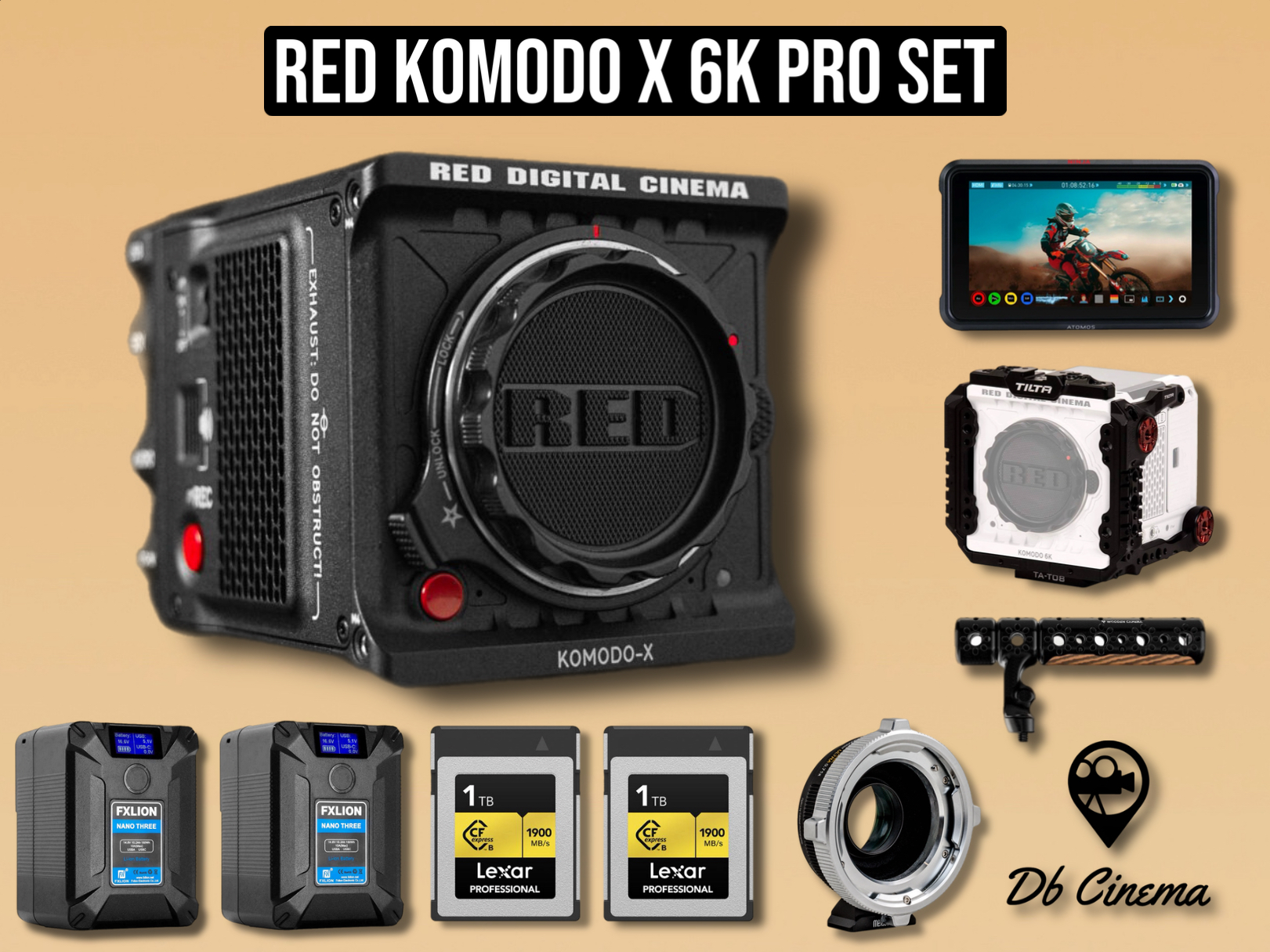Rent Red Komodo x 6k cinema camera Pro set 2tb Card + 2x v mounts ...